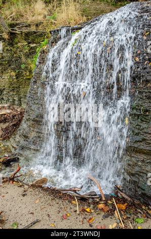 A Waterfall at Barcelona Harbor Beach, Beach in New York State Stock ...
