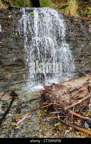 A Waterfall at Barcelona Harbor Beach, Beach in New York State Stock ...