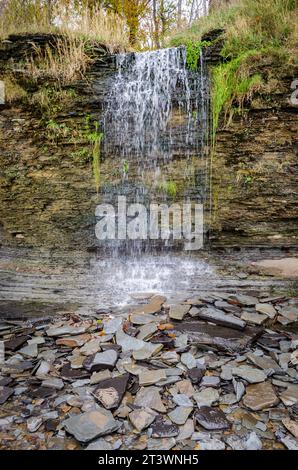 A Waterfall at Barcelona Harbor Beach, Beach in New York State Stock ...
