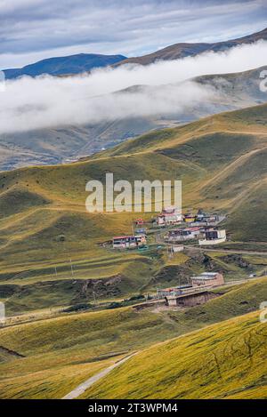 ABA, CHINA - OCTOBER 11, 2023 - The Langyi Temple is seen surrounded by ...
