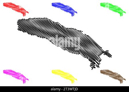 Lake Matano (Republic of Indonesia, Sulawesi) map vector illustration ...