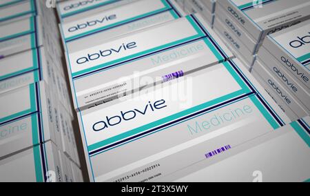 Poznan, Poland, October 25, 2023: Abbvie tablets box in hand ...
