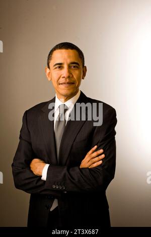 Barack Obama poses for a portrait, College Park, Maryland Stock Photo ...