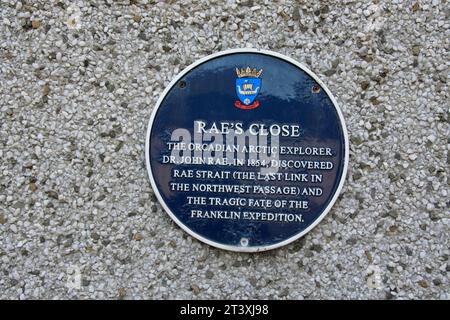 A plaque in Rae's Close, Stromness, commemorates the Arctic explorer Dr ...