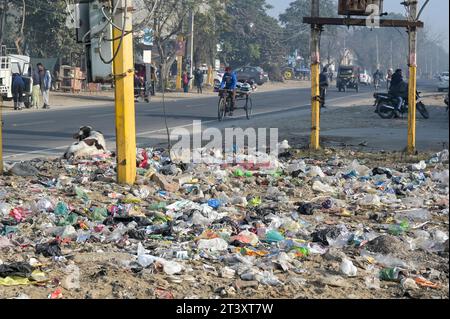 India, waste INDIA, Punjab, Kapurthala, plastic and organic waste along ...