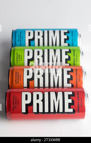 London, United Kingdom, 18th October 2023:- Four Cans of Prime Energy ...
