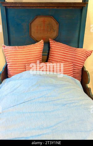 An old bed with pillows and featherbed Stock Photo - Alamy