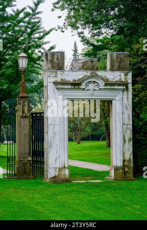 Toronto, Canada, Ancient rectangular stone gate or door. The historic ...