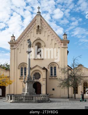 Bratislava, Slovakia. Church of St. Stephan of Hungary and the Bratislava castle at sunset Stock ...