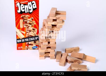 Classic wooden block Jenga game Stock Photo - Alamy