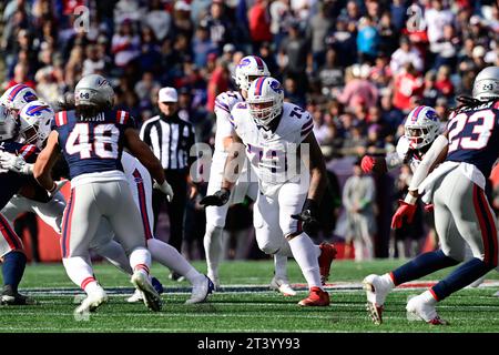 Buffalo Bills offensive tackle Dion Dawkins (73) drops back to block ...
