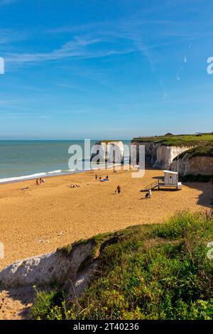 Chalk cliffs and stacks on the beach at Botany Bay near Broadstairs on ...