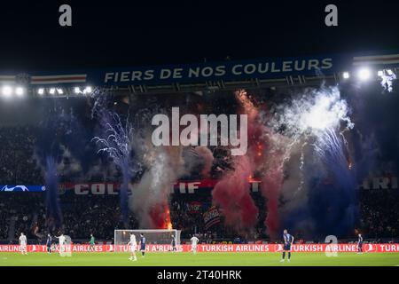 Fans of Paris Saint-Germain FC show their support prior to the UEFA ...