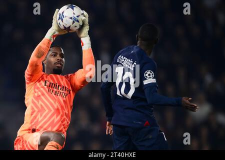 Ousmane Dembele of France competes for the ball with Moussa Niakhate of ...