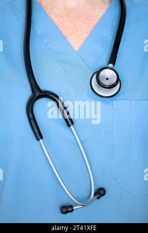 Stethoscope around doctor's neck Stock Photo - Alamy