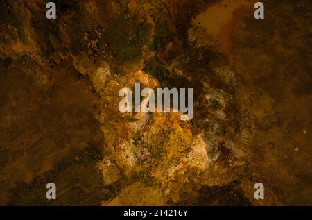 An aerial view of golden rock formations in a mine Stock Photo - Alamy