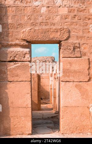 Valley Temple of Khafre and the Pyramid of Khafre in Giza, Egypt Stock ...