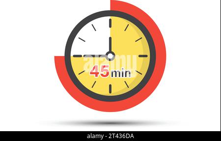 45 minutes on stopwatch icon in flat style. Clock face timer vector ...