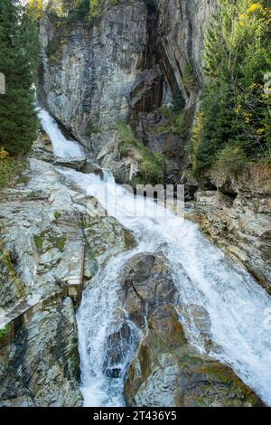 waterfall Gasteiner Ache river in morning landscape Bad Gastein Stock ...