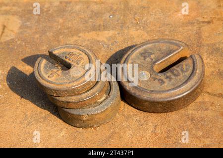 oxidation rust weight, closeup of photo Stock Photo - Alamy