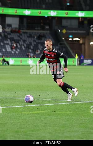 SYDNEY, AUSTRALIA - OCTOBER 9: Jack Clisby of Perth Glory looks on ...