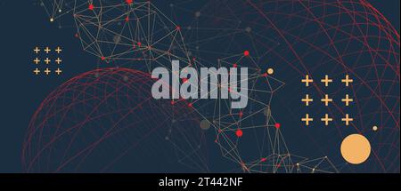 Abstract scientific background using wireframe sphere and plexus effect. Vector illustration ...