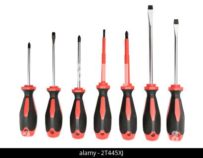 Electrical screwdrivers isolated on white background, work tools for ...