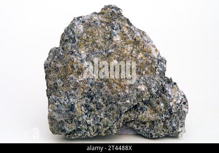 Micaceous schist is a metamorphic rock rich in mica. Sample Stock Photo ...