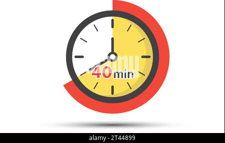 40 minutes on stopwatch icon in flat style. Clock face timer vector ...