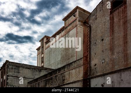 Old rundown flour mill factory in Faro, Algarve, Portugal Stock Photo ...