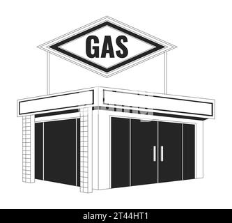 Gas station convenience store 2D linear cartoon object Stock Vector ...