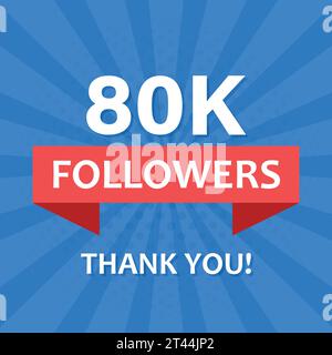 Thank you 80000 followers icon in flat style. Subscription amount ...