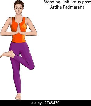 Young woman doing yoga Ardha Baddha Padma Paschimottanasana. Seated ...