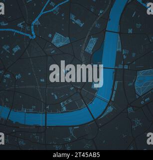 Illustrative map of a fictional city in dark tones. Abstract city map ...