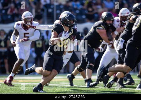 October 28, 2023: Wake Forest Demon Deacons quarterback Mitch Griffis (12) throws a pass during ...