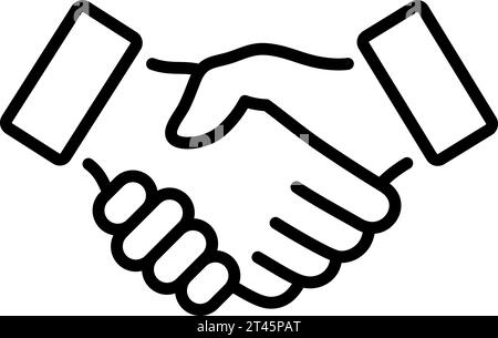 Business handshake teamwork linear concept. Contract line icon. Financial deal pictogram ...