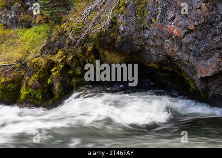 Above the brink of Upper Falls, Yellowstone River, in Yellowstone ...