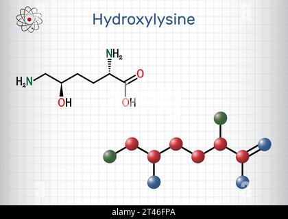 Hydroxylysine, Hyl molecule. It is amino acid, human metabolite ...