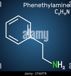 Phenethylamine, PEA molecule. It is monoamine alkaloid, central nervous ...