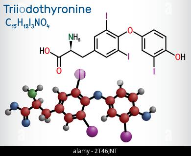 Triiodothyronine molecule. Molecular chemical structural formula and ...