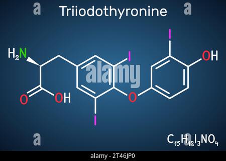 Triiodothyronine (T3, liothyronine) thyroid hormone molecule. Pituitary ...