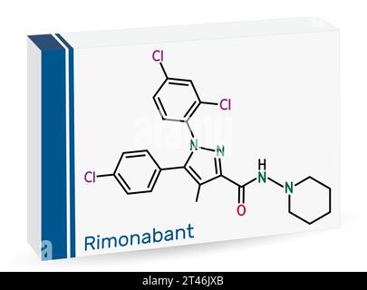 Rimonabant molecule. It is anorectic anti-obesity drug. Molecule model ...