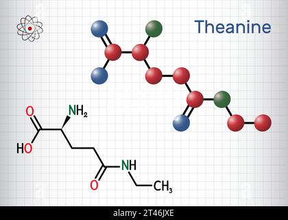 Theanine, theanin molecule. It is neuroprotective agent, plant ...