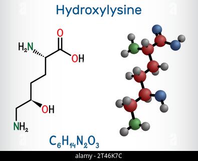 Hydroxylysine, Hyl molecule. It is amino acid, human metabolite ...