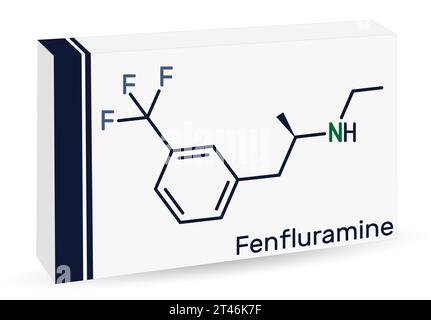 Fenfluramine drug molecule. It is phenethylamine, used as an appetite ...