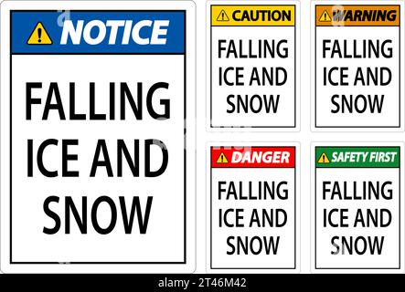 Caution Falling Snow Sign Falling Ice Stock Vector Image & Art - Alamy