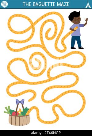 Labyrinth maze, cartoon pastry, bakery and bread characters. Vector ...