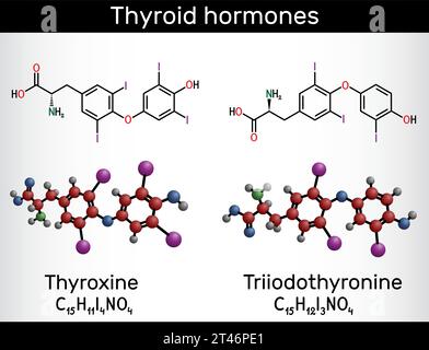 Thyroxine T4, levothyroxine thyroid hormone isolated chemical molecule ...