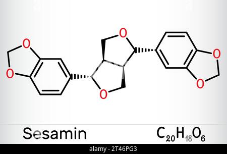 Sesamin molecule. It is natural product, lignan isolated from sesame ...
