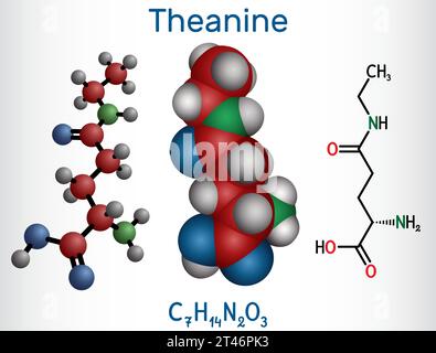 Theanine, theanin molecule. It is neuroprotective agent, plant ...